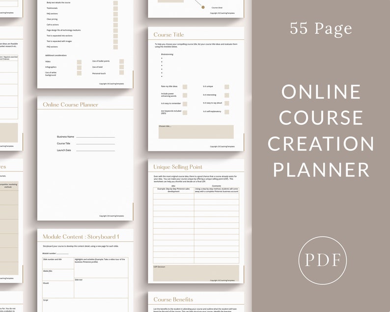 Online Course Planner, Course Creator Planner, Course Planner Workbook ...