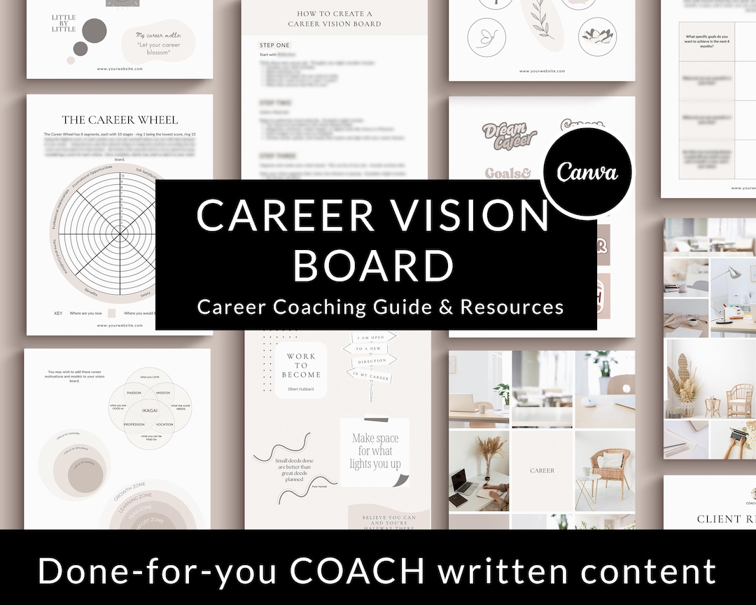 Editable Career Vision Board Template Canva, Career Coaching Tools ...