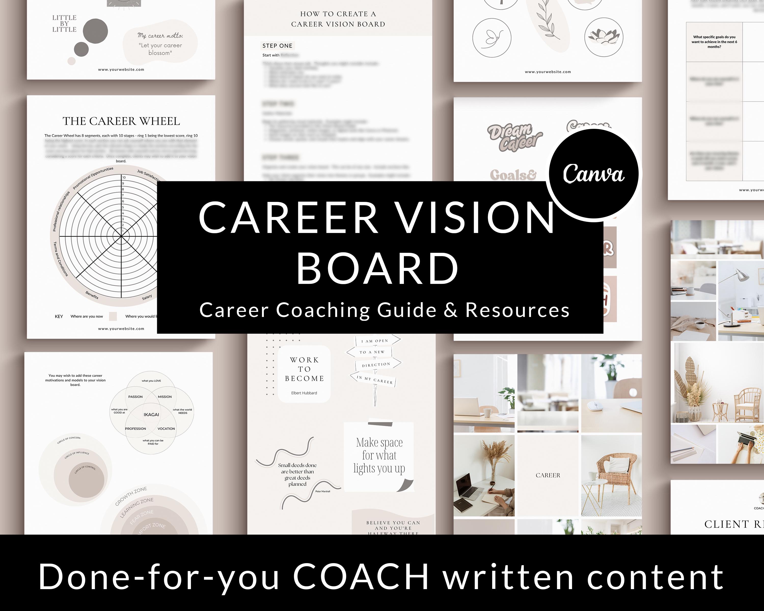 Editable Career Vision Board Template, Coaching Tools (canva) - Etsy