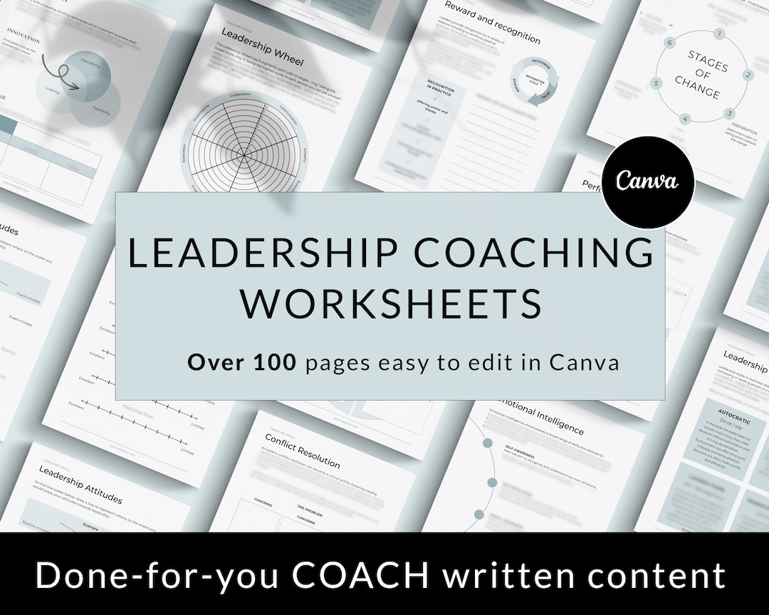 Leadership Coaching Worksheet Templates, Canva Templates, Leadership ...