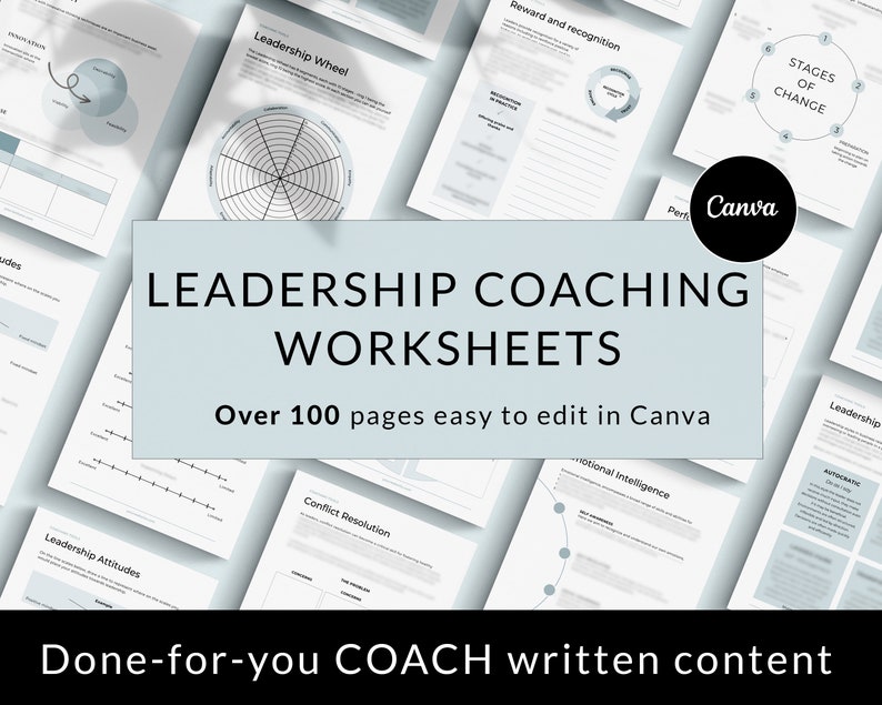 Leadership Coaching Worksheet Templates, Canva Templates, Leadership ...