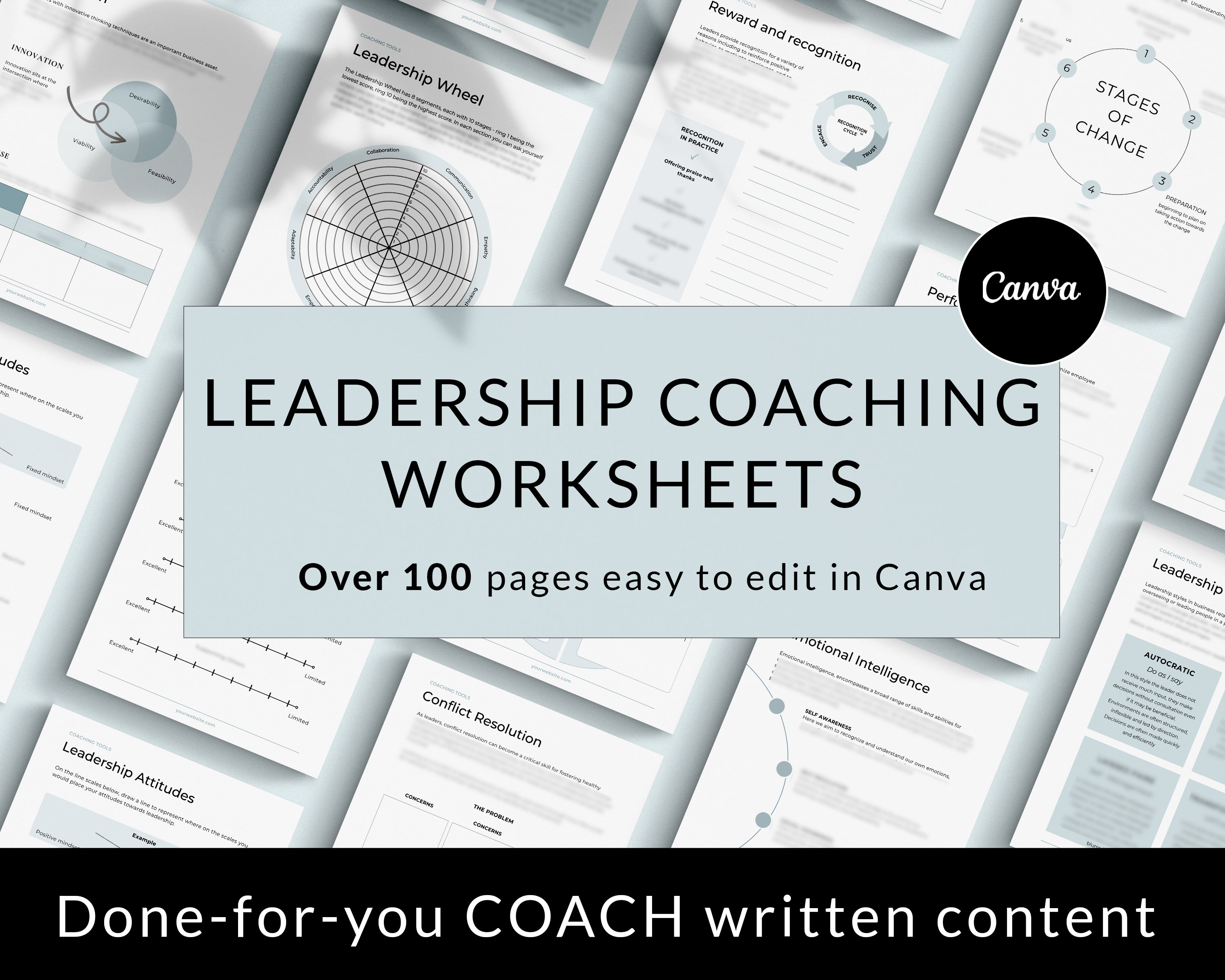 Leadership Coaching Worksheet Templates, Canva Templates, Leadership ...