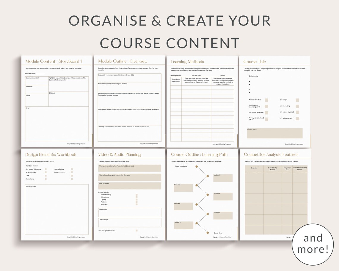 Online Course Planner, Course Creator Planner, Course Planner Workbook ...