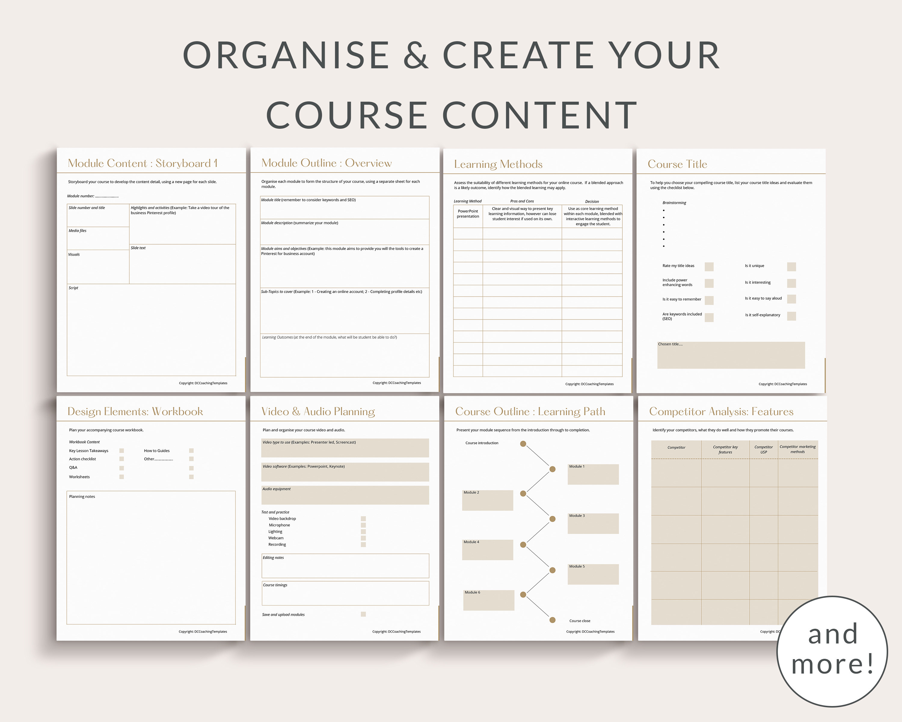 Online Course Planner, Course Creator Planner, Course Planner Workbook ...