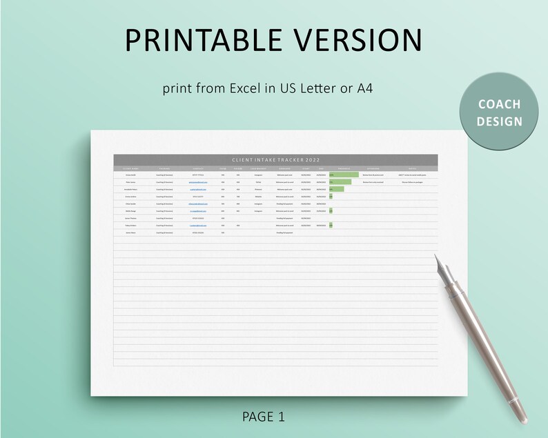 Client Intake Progress Tracker Spreadsheet Template, Client Intake ...