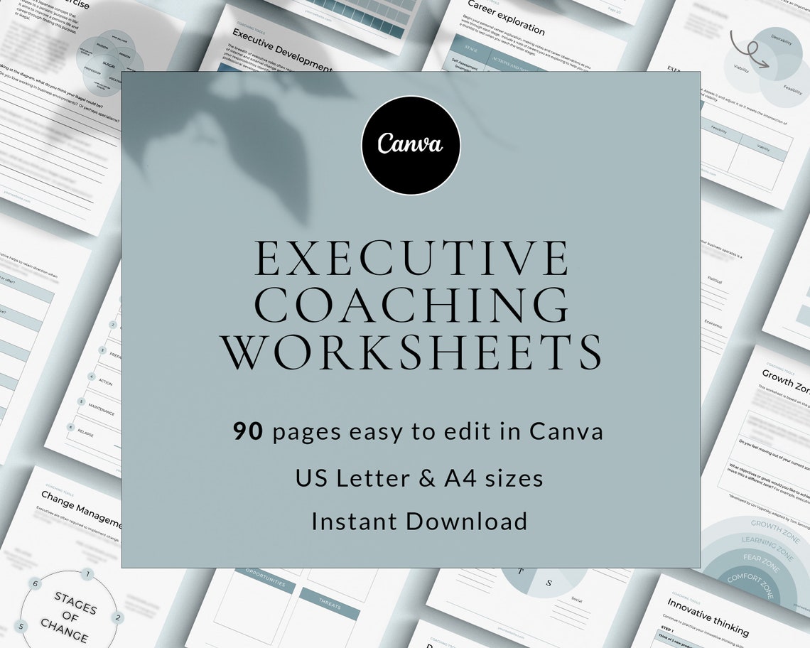 Executive Coaching Worksheet Templates, Canva Templates, Leadership ...