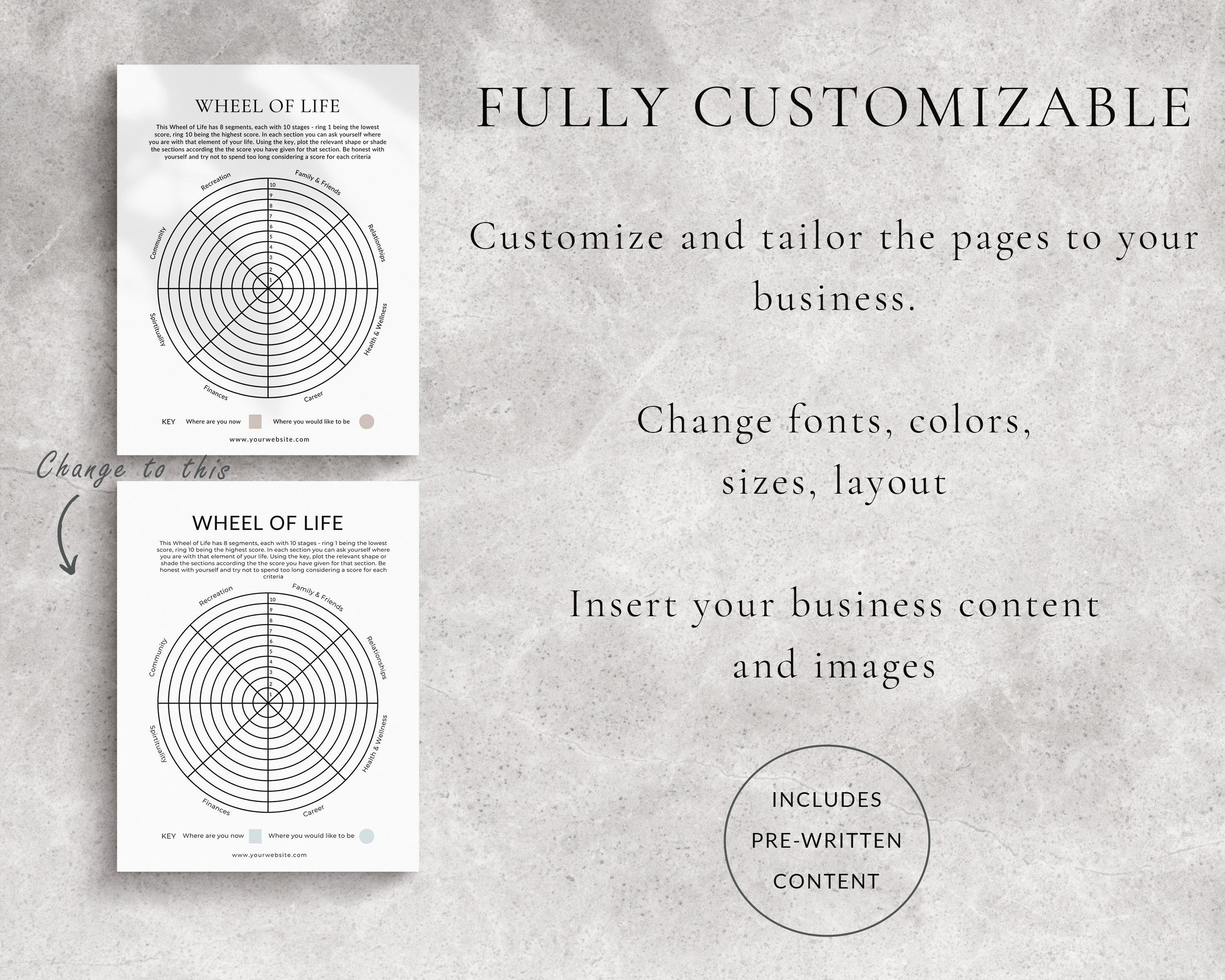 Wheel of Life Template Bundle, Coaching Worksheets Canva Template Wheel ...