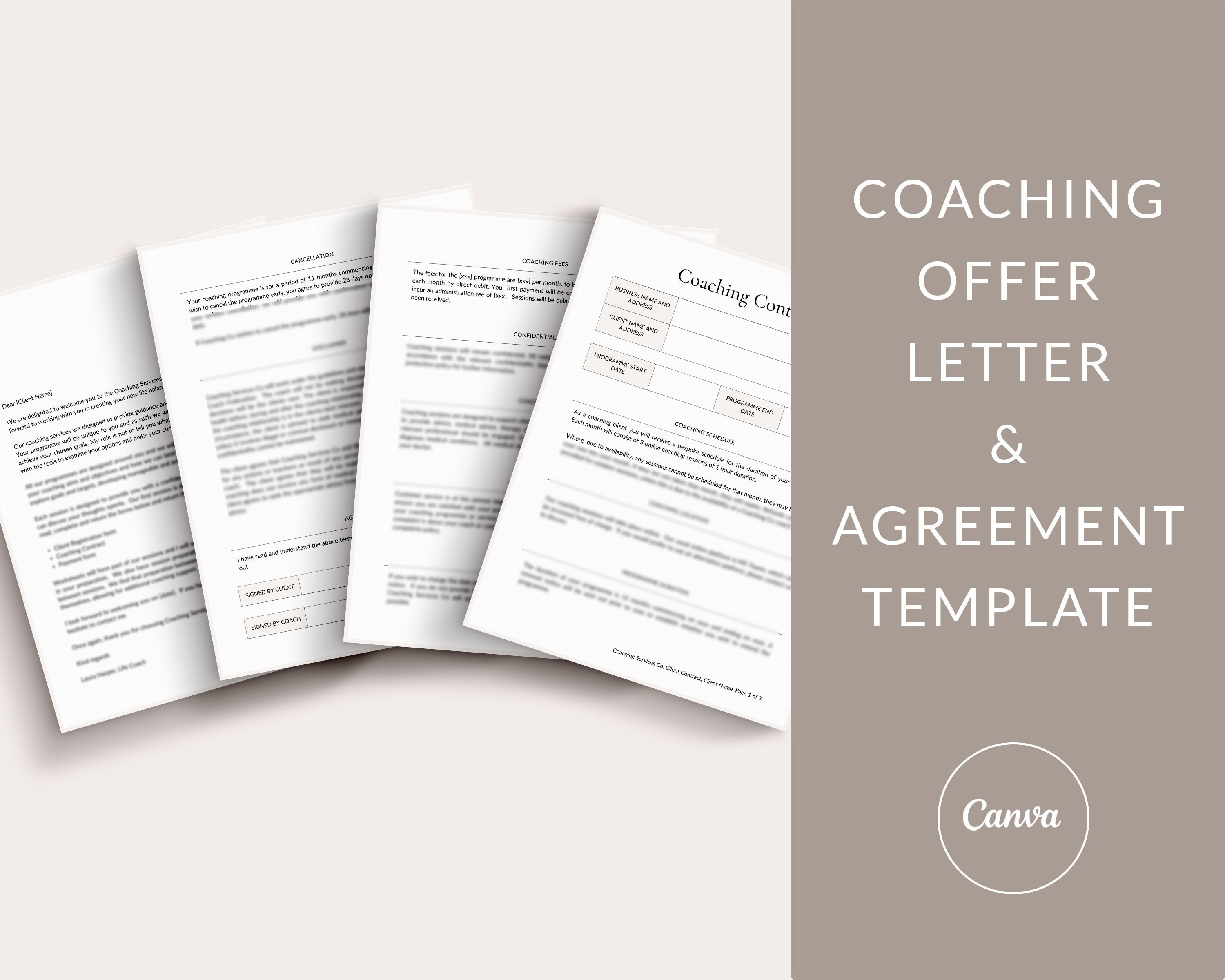 Coaching Contract Template, Coaching Offer Template, Coaching Agreement ...