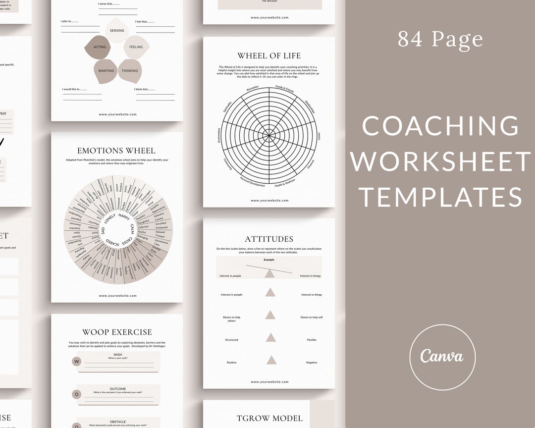 Coaching Worksheet Canva Templates, Coaching Workbook, Canva Coaching ...