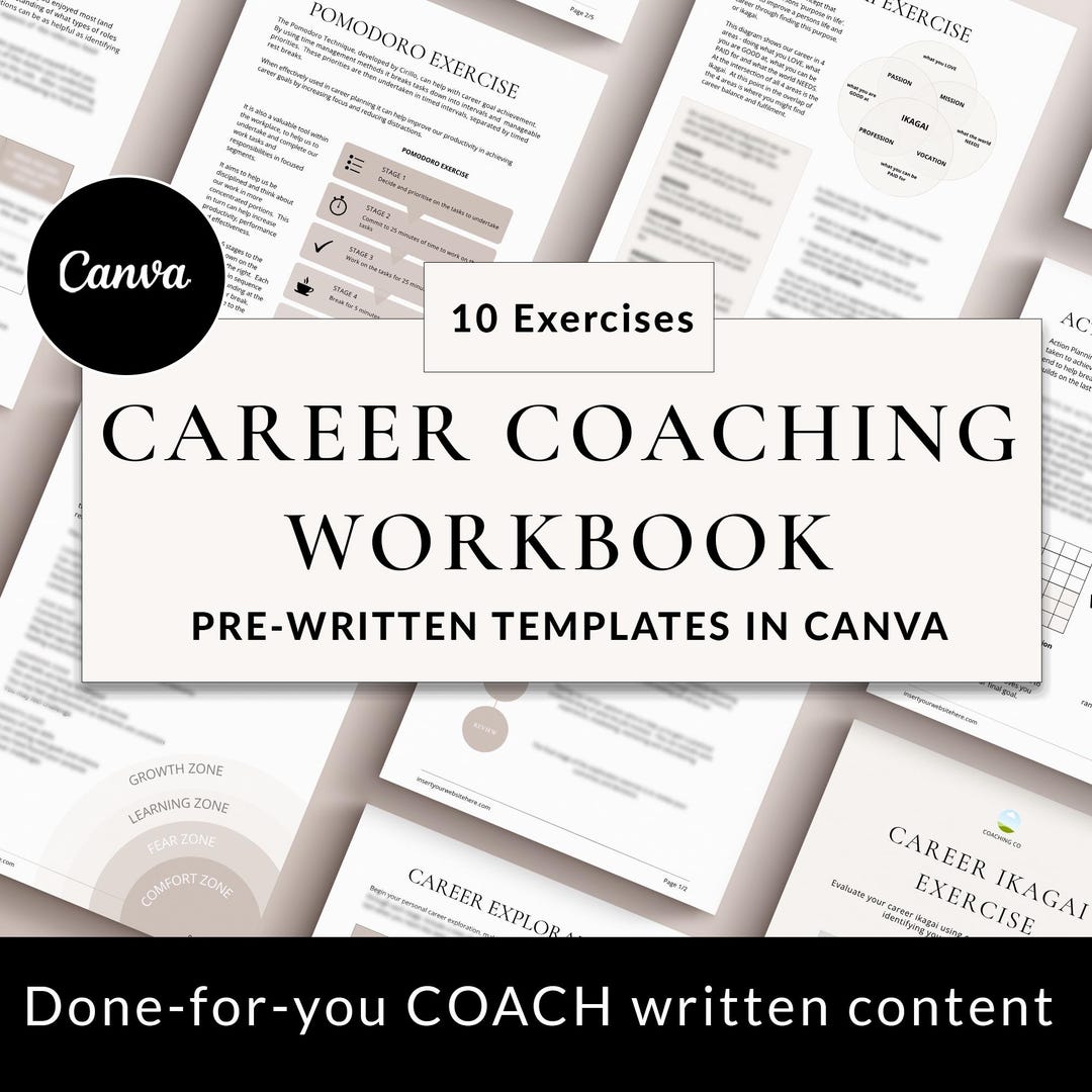 Editable Career Coaching Workbook, Canva Templates (PDF) - Etsy