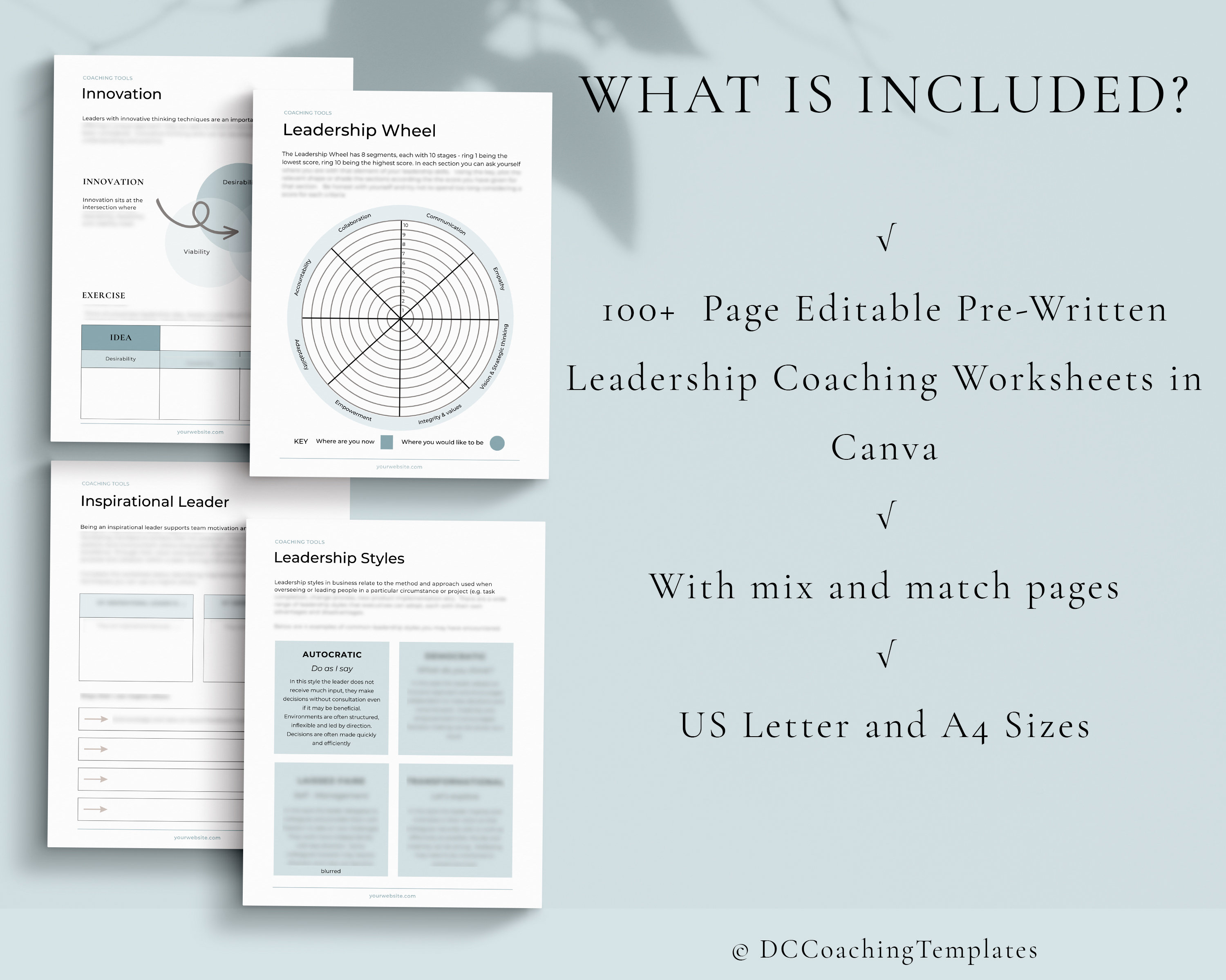 Leadership Coaching Worksheet Templates, Canva Templates, Leadership ...