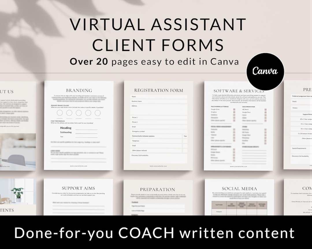 Virtual Assistant Forms Templates, Virtual Assistant Business Forms ...