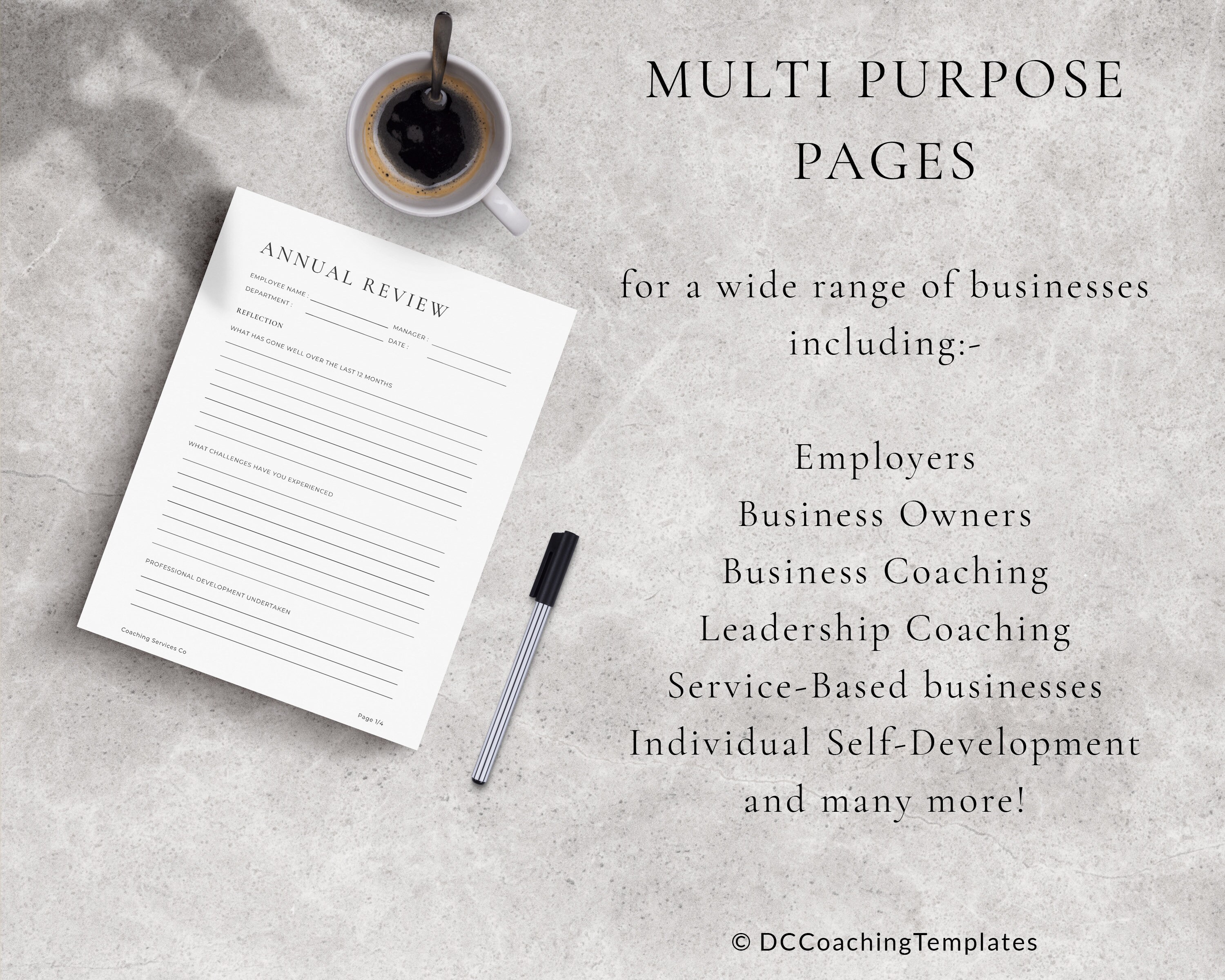 Performance Review Template, Annual Review Template, Canva Template, HR ...