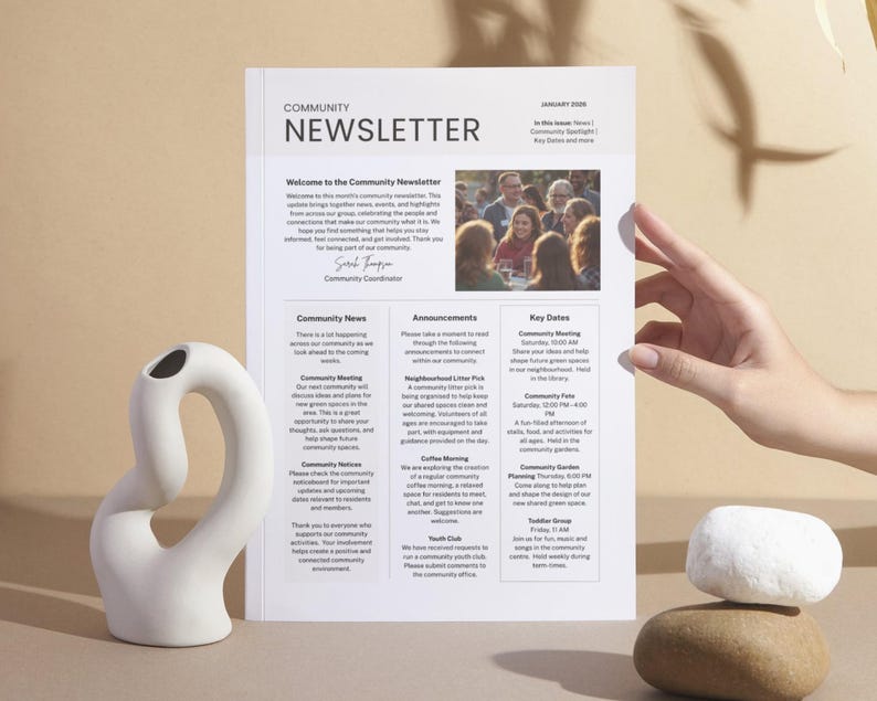 Community Newsletter Template Canva, HOA Bulletin Board, Club & Group ...