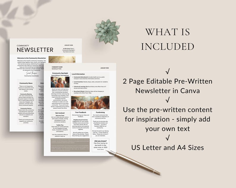 Community Newsletter Template Canva, HOA Bulletin Board, Club & Group ...
