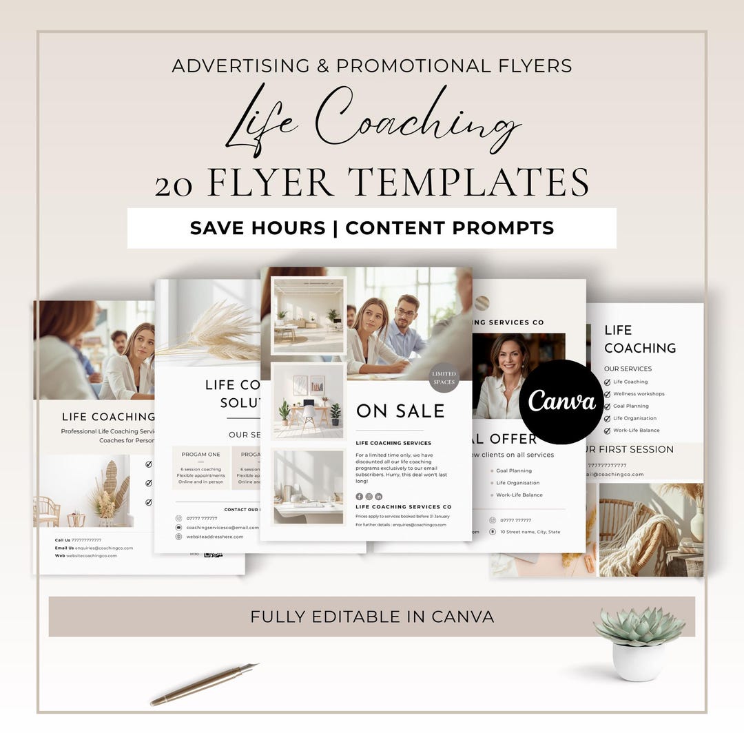 Life Coaching Flyer Templates Bundle Canva, Business Marketing Flyer ...
