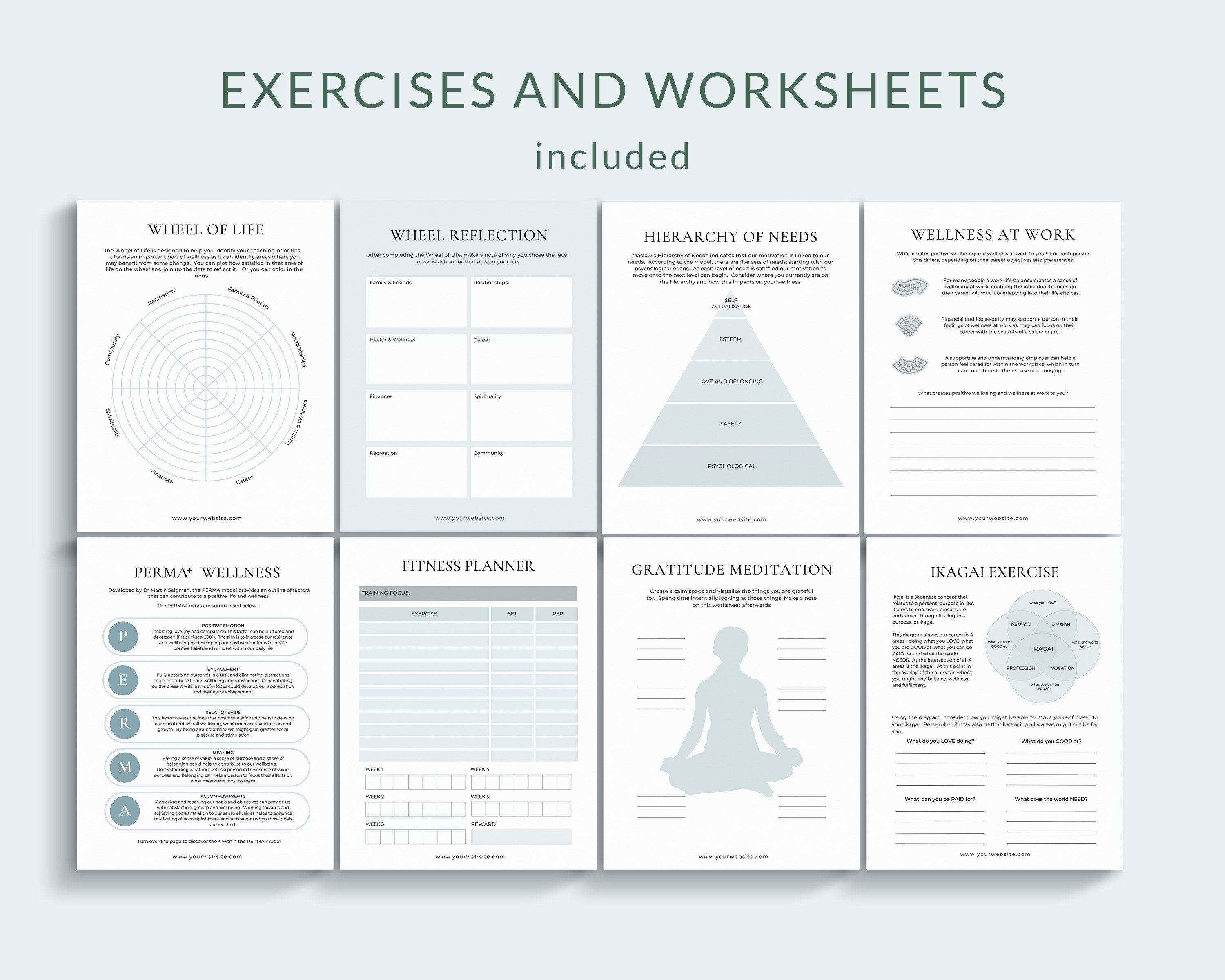 Wellness Coaching Worksheets Canva Templates, Wellness Business, Health ...