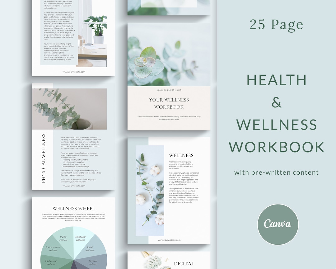 Health and Wellness Canva Template, Wellness Workbook Template ...
