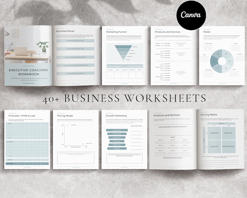 Executive Coaching Worksheet Templates, Canva Templates, Leadership ...