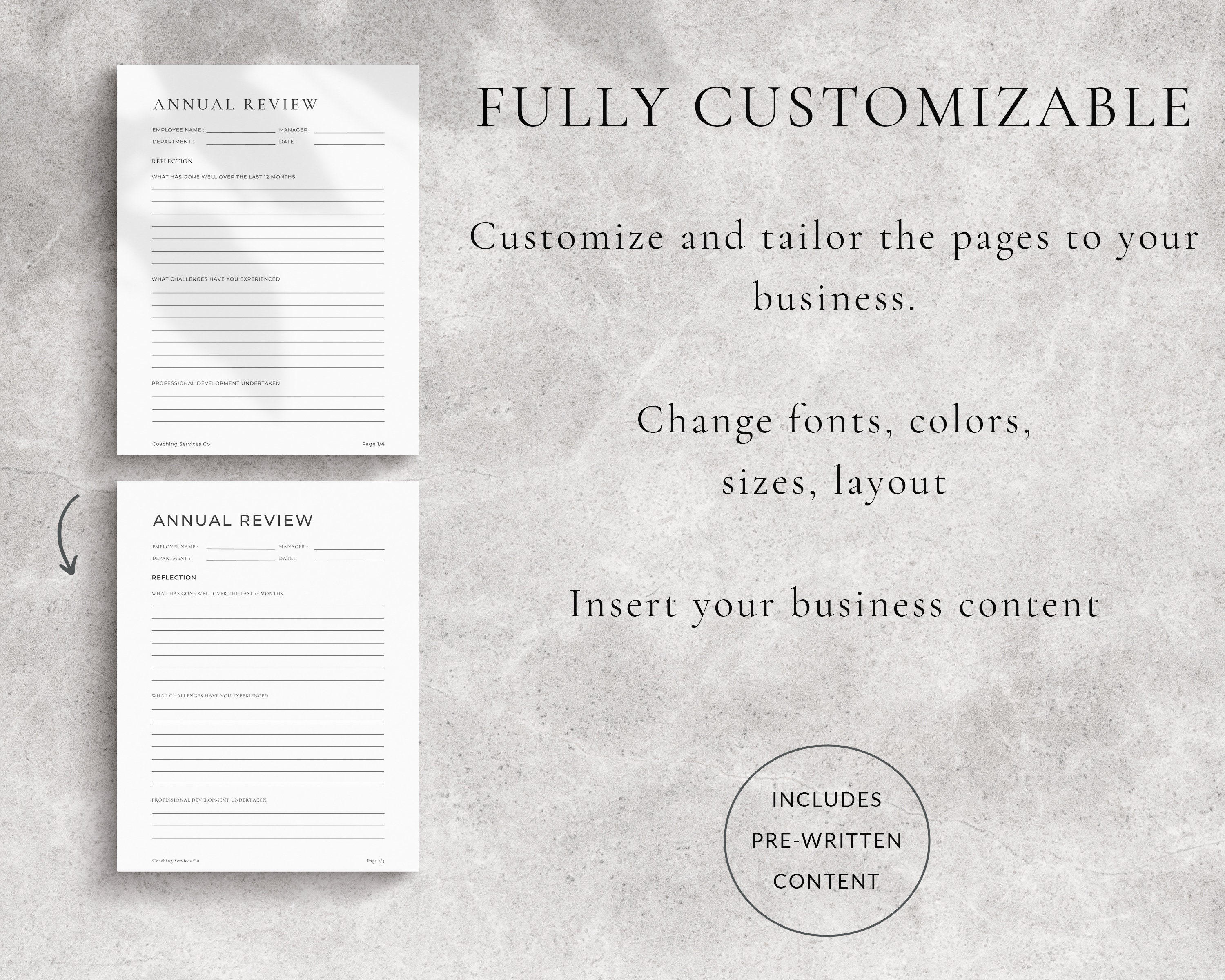Performance Review Template, Annual Review Template, Canva Template, HR ...