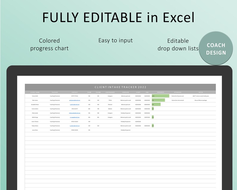 Client Intake Progress Tracker Spreadsheet Template, Client Intake ...