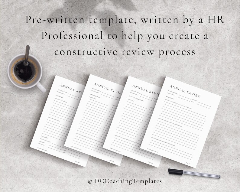 Performance Review Template, Annual Review Template, Canva Template, HR ...