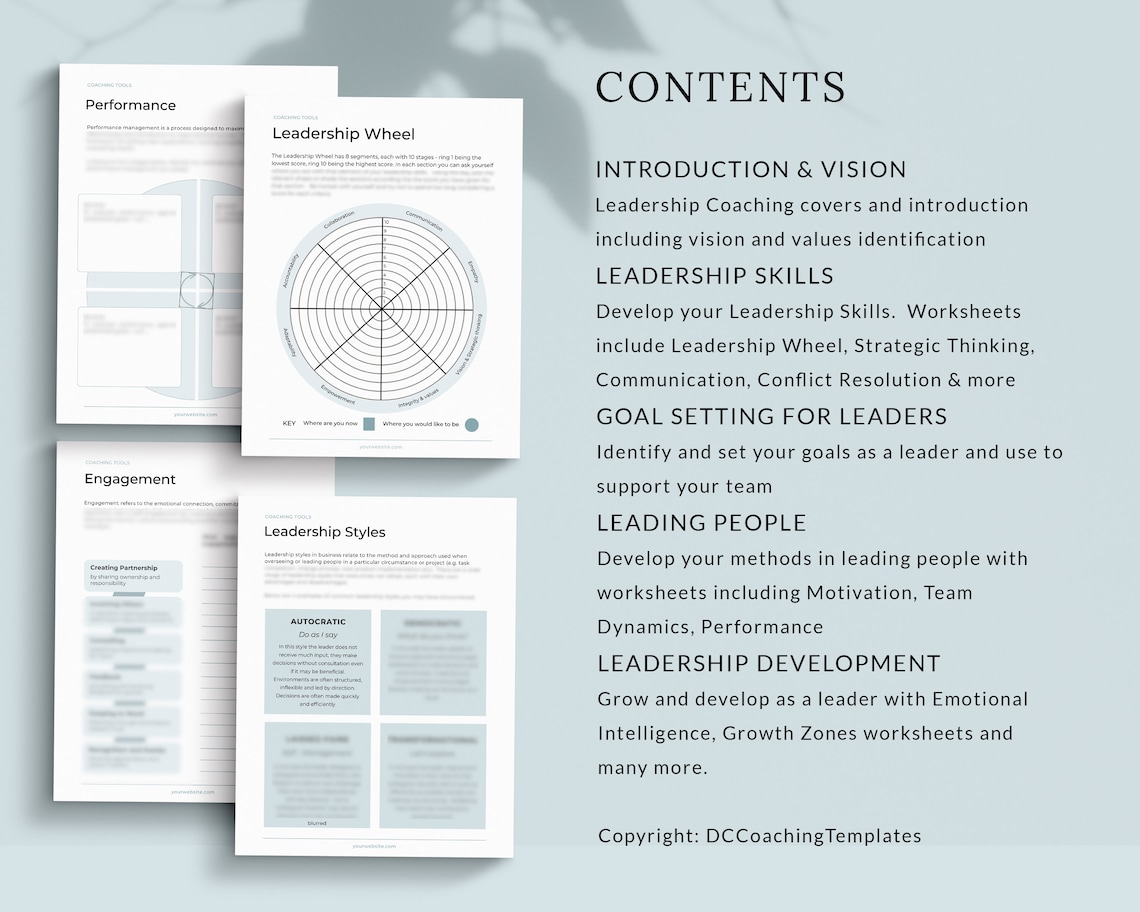 Leadership Coaching Worksheet Templates, Canva Templates, Leadership ...