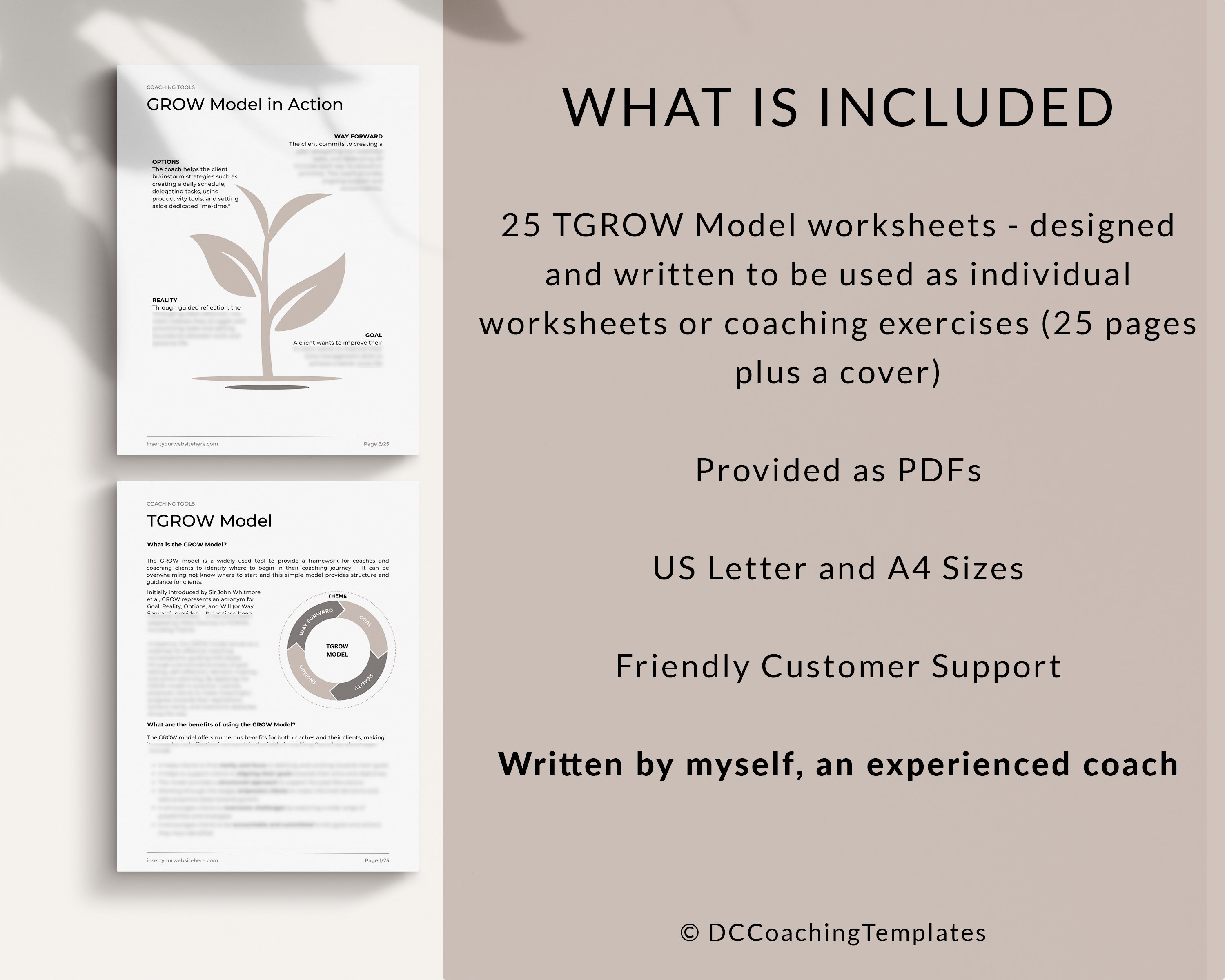TGROW Model Worksheets, Tgrow Model Exercises, Life Coaching Workbook ...