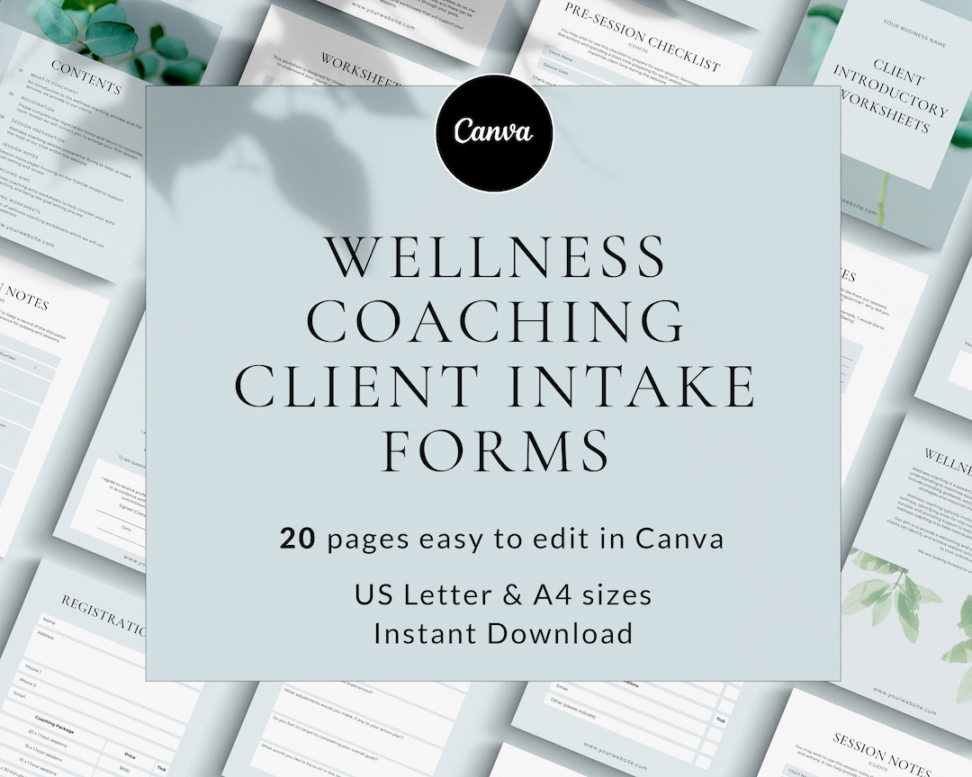 Wellness Coaching Client Intake Form Templates, Wellness Coaching Forms ...