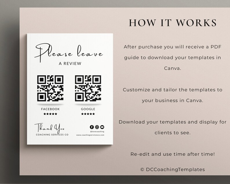 Editable Leave Us A Review Template, Google Review Sign Canva, Facebook ...