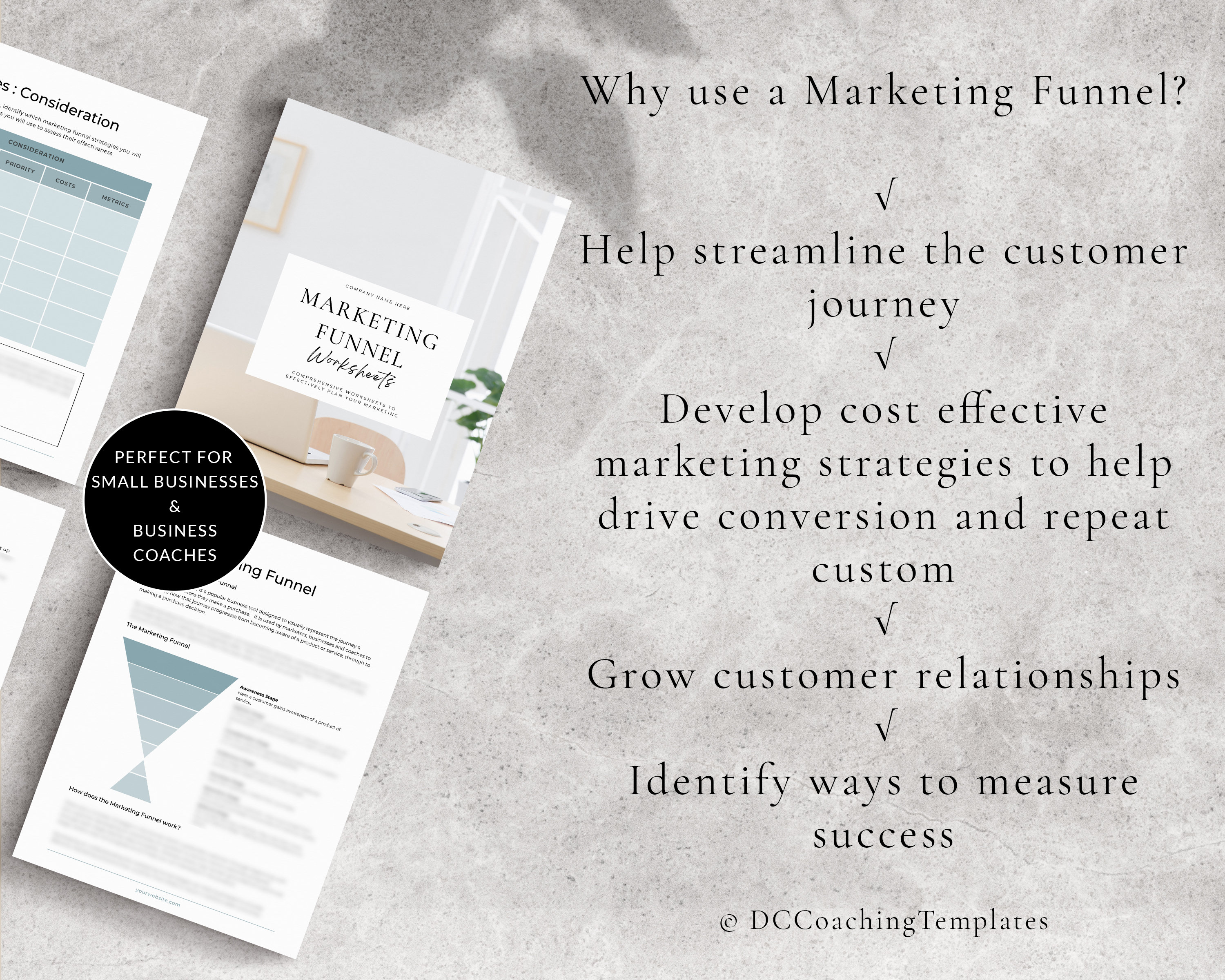 Marketing Funnel Template Worksheets, Marketing Strategy Planner ...