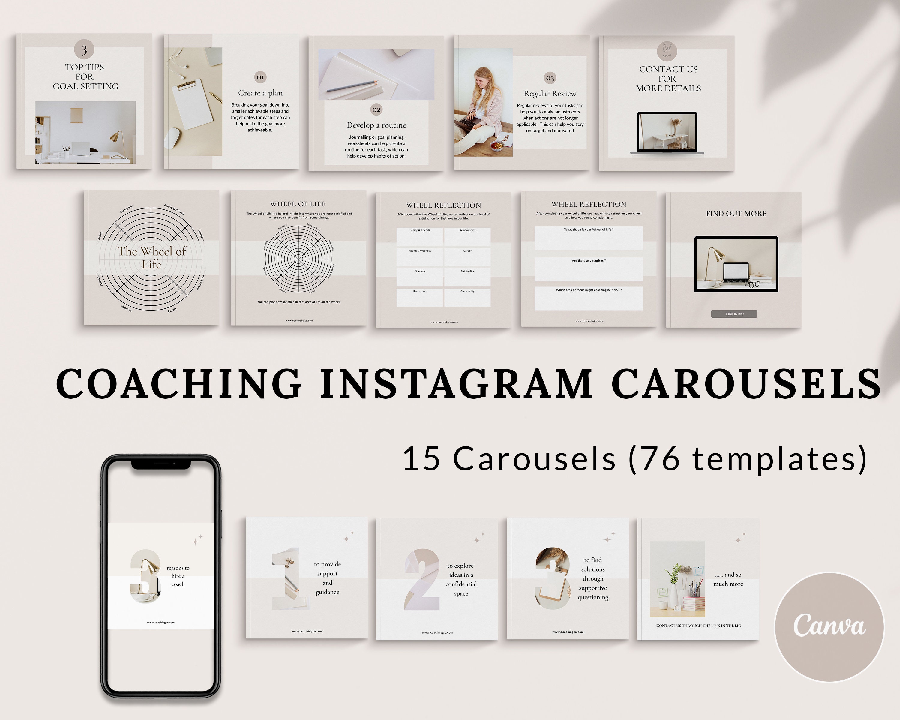 Coaching Instagram Carousel Templates, Coaching Instagram Templates ...