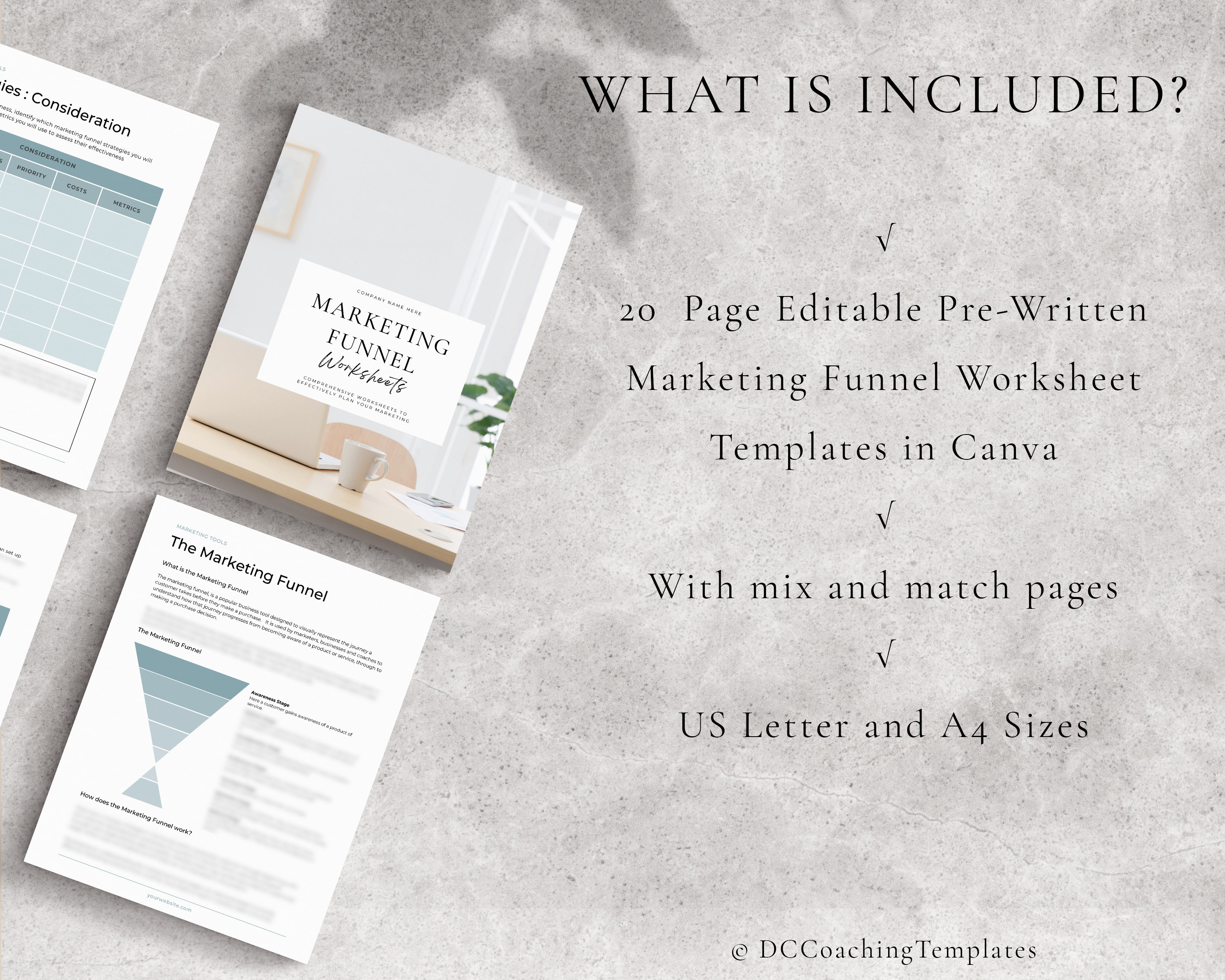 Marketing Funnel Template Worksheets, Marketing Strategy Planner ...