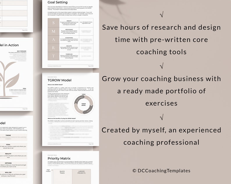 TGROW Model Worksheets, Tgrow Model Exercises, Life Coaching Workbook ...