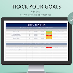 Goal Planner Spreadsheet for Excel, Goal Tracker, Printable Goal ...