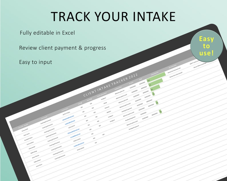 Client Intake Progress Tracker Spreadsheet Template, Client Intake ...