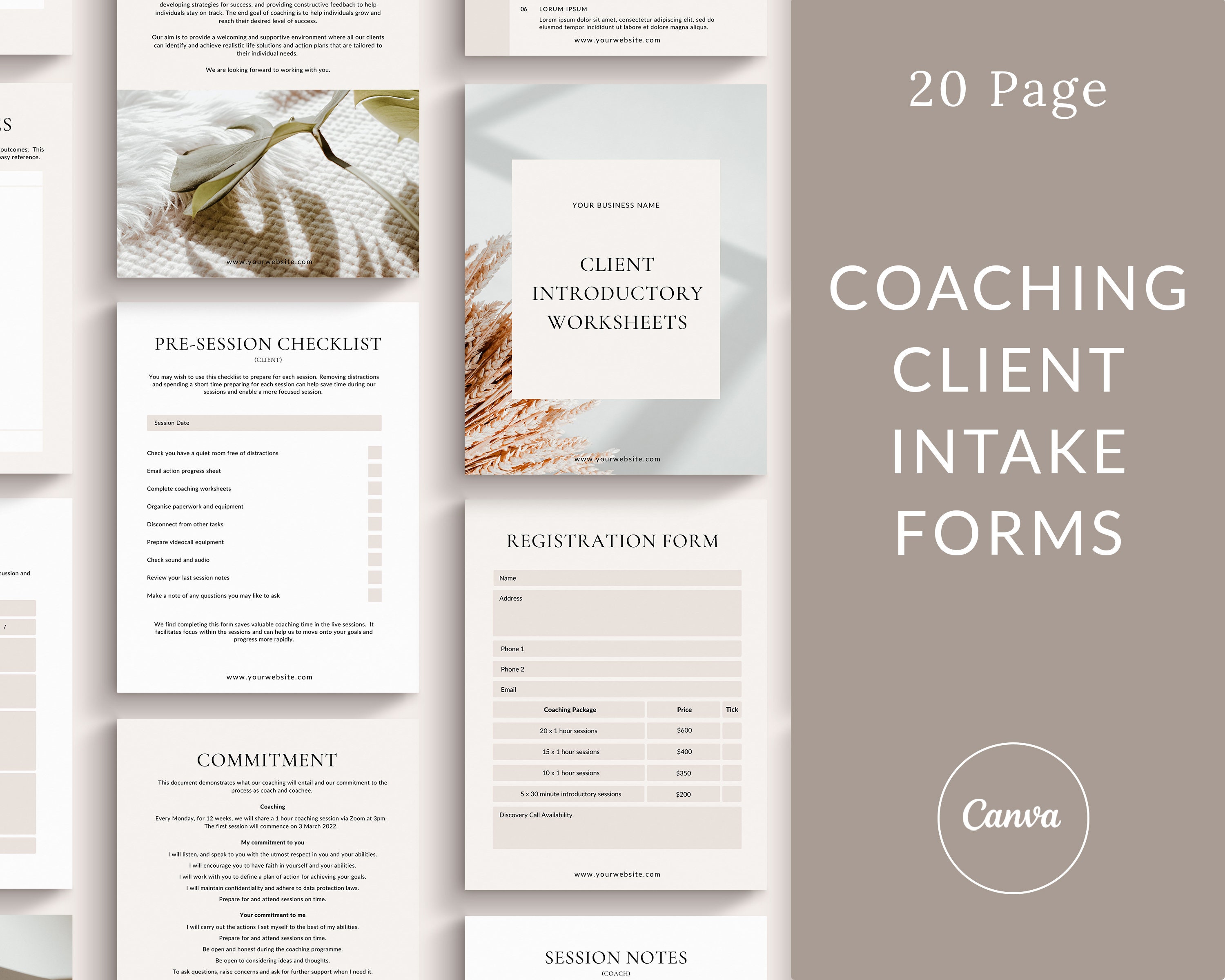 Coaching Business Forms, Coaching Intake Form, Client Intake Form ...