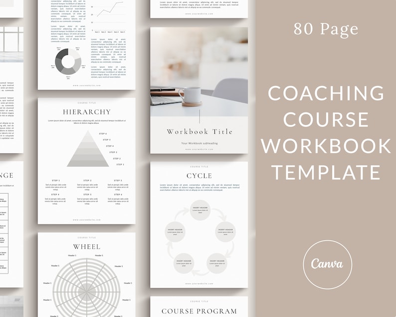 Coaching Workbook Template, 80 Page, Canva Ebook & Course Worksheets ...
