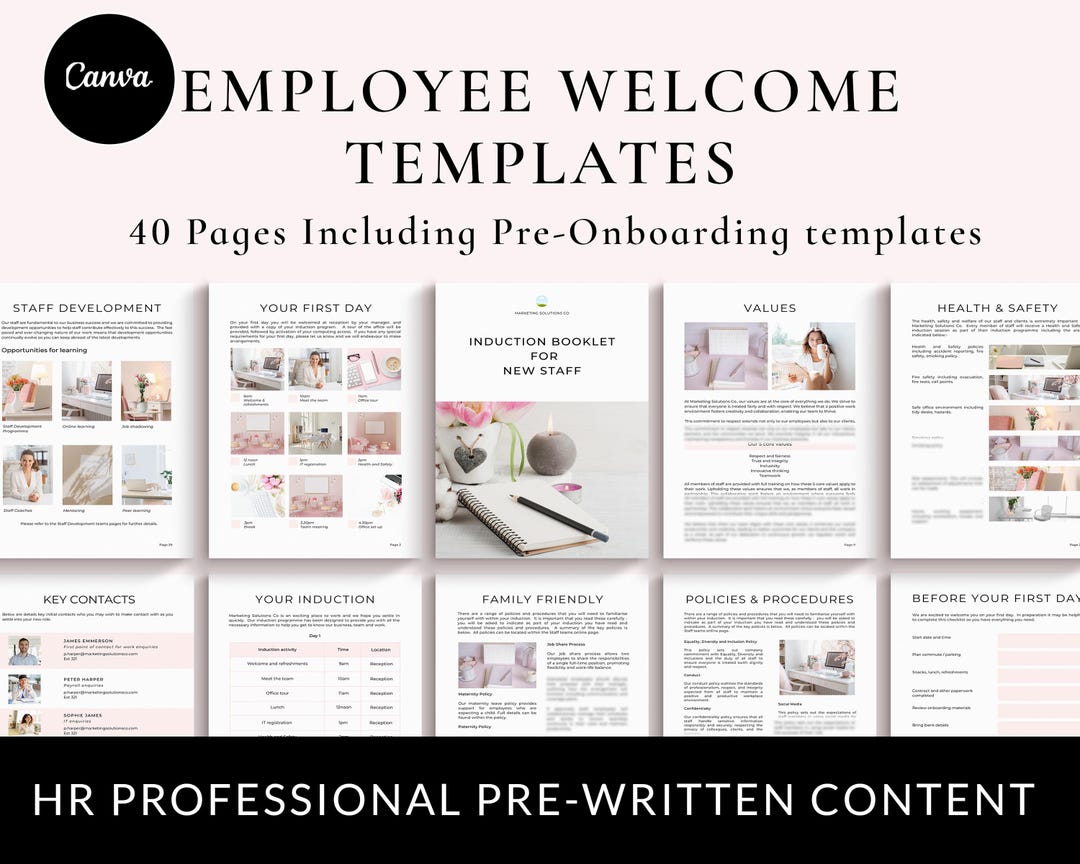 Editable Employee Handbook Canva Templates, New Hire Onboarding (US ...
