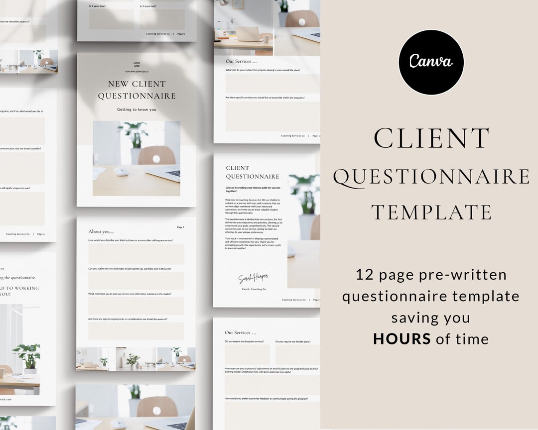 New Client Questionnaire Template, Coaching Client Intake Questionnaire ...
