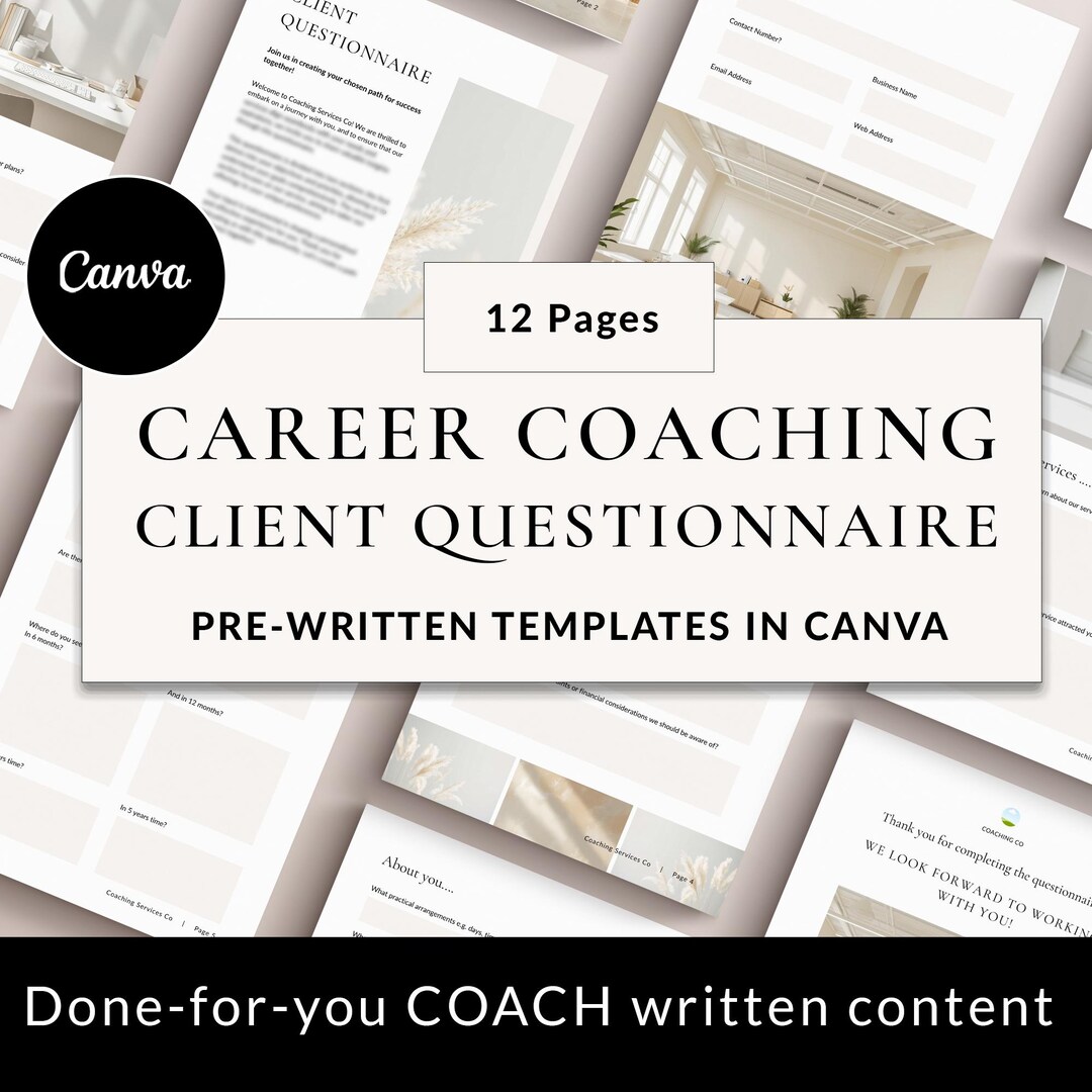Career Coaching Client Questionnaire Template, New Client Onboarding ...