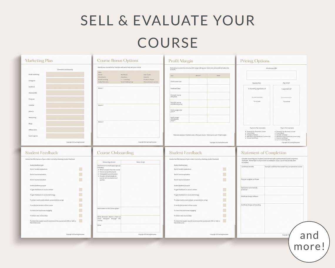 Online Course Planner, Course Creator Planner, Course Planner Workbook ...
