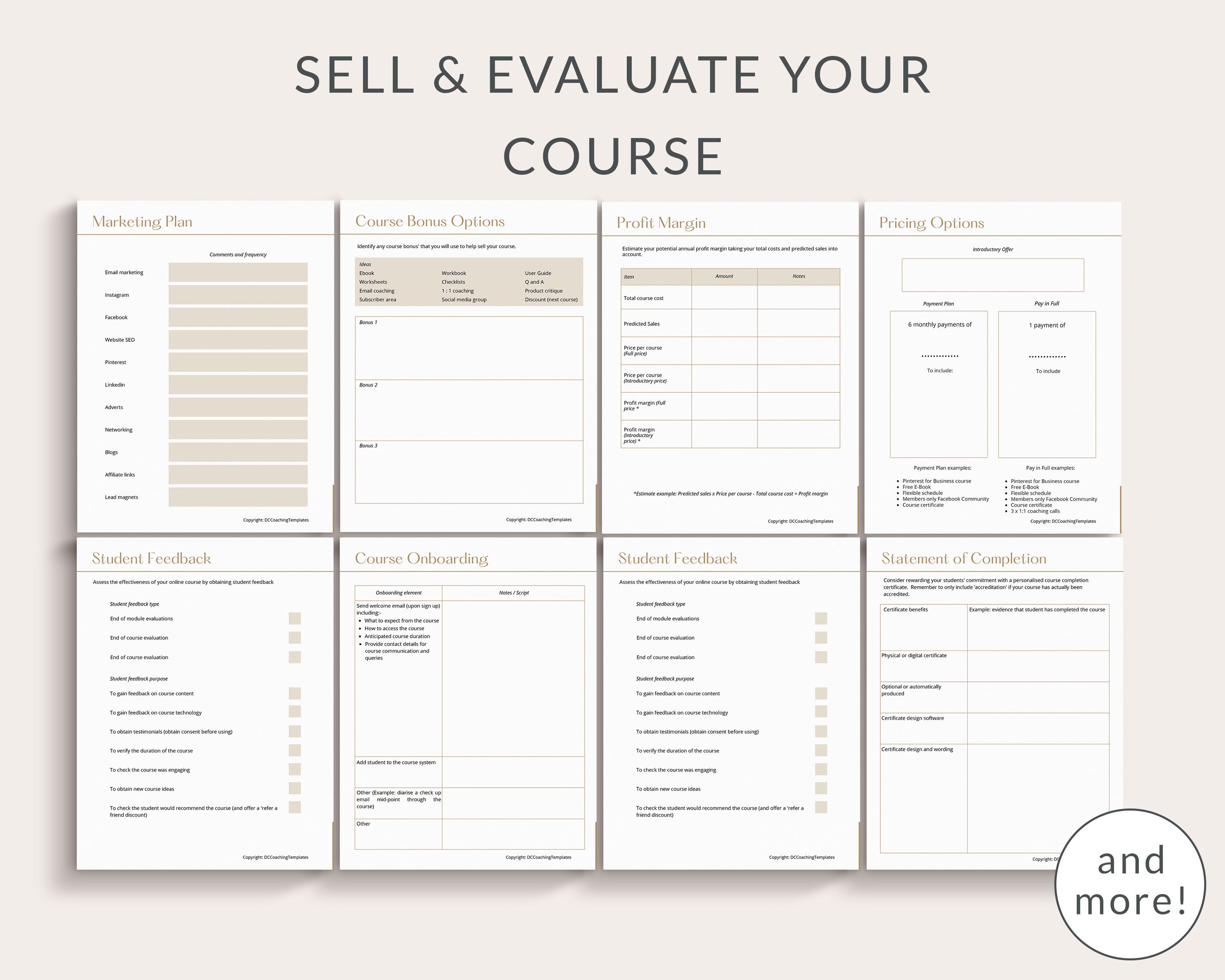 Online Course Planner, Course Creator Planner, Course Planner Workbook ...