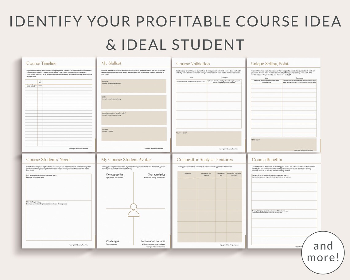 Online Course Planner, Course Creator Planner, Course Planner Workbook ...