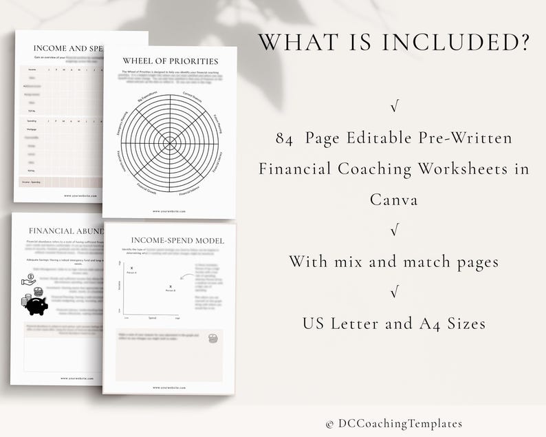 Financial Coaching Worksheet Templates, Finance Coach Canva Templates ...