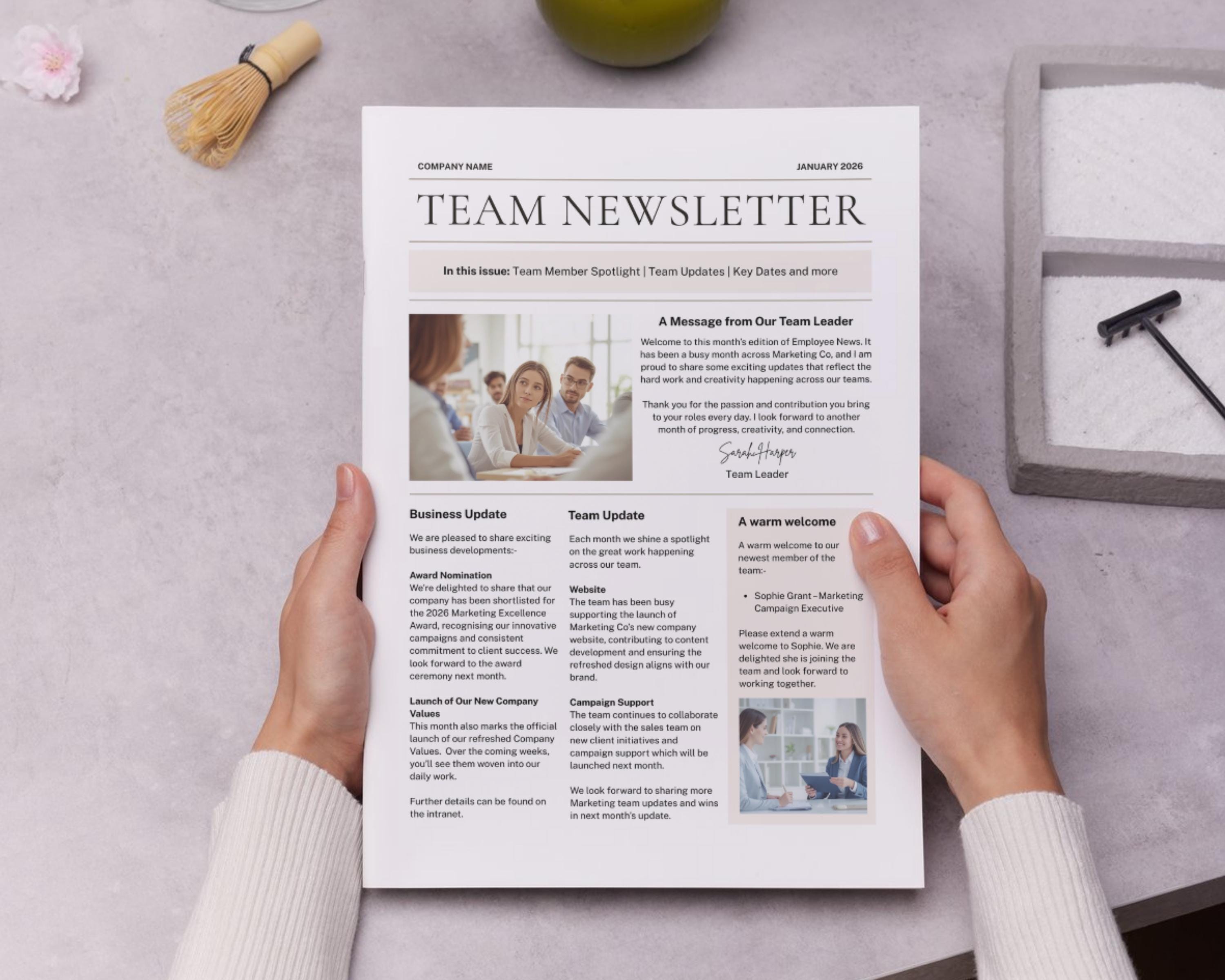 Team Newsletter Template Canva, Office News Letter, Staff Morale ...