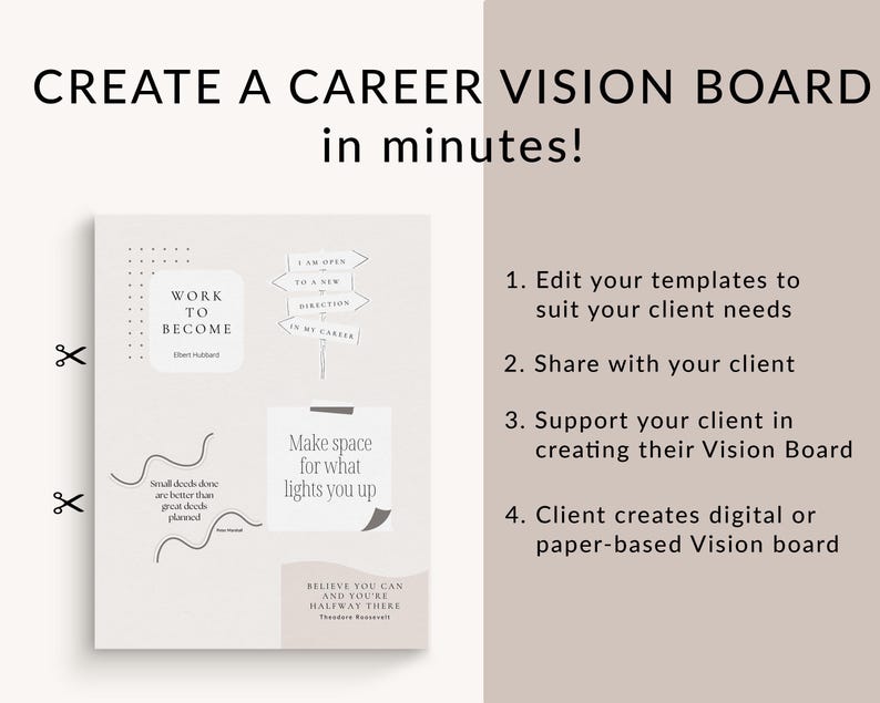 Editable Career Vision Board Template, Coaching Tools (canva) - Etsy