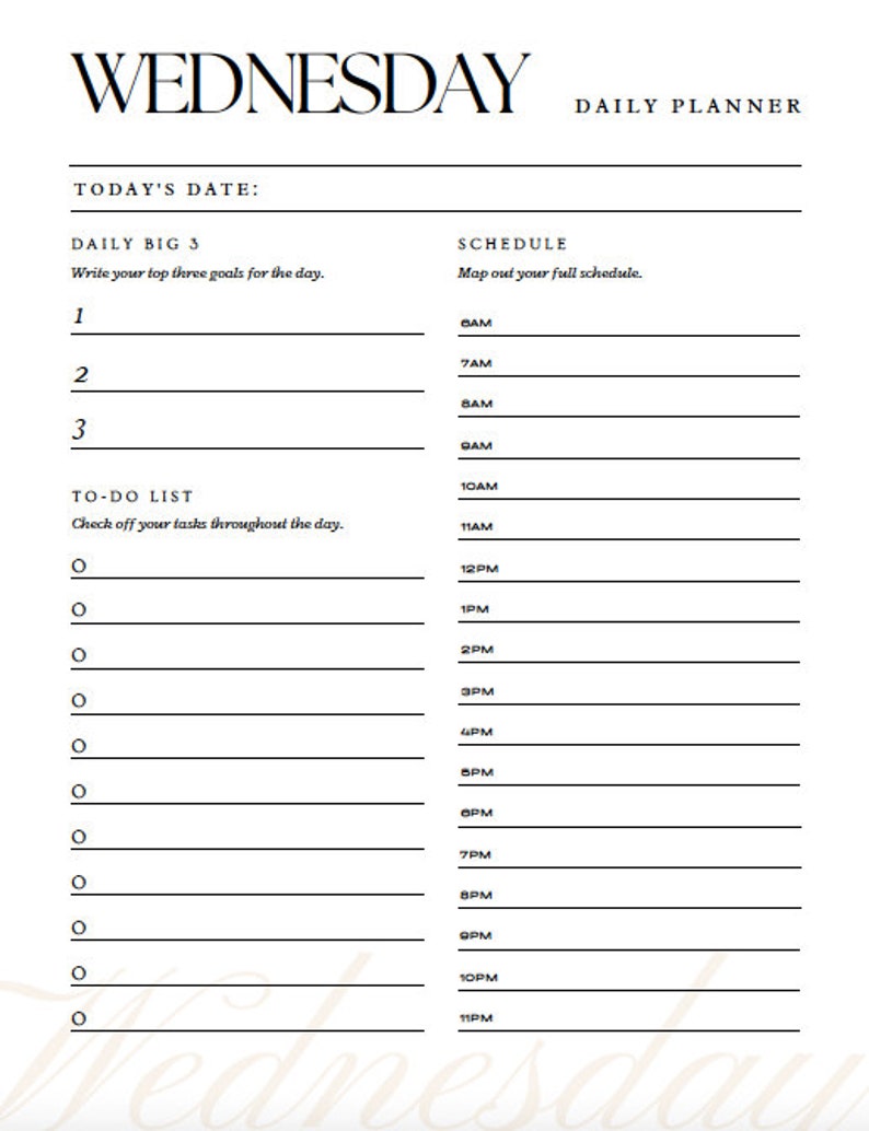 Digital/printable Daily Planner - Etsy