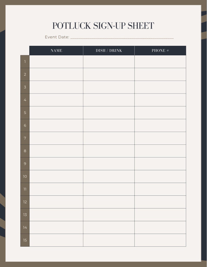 Potluck Sign-up Sheet - Etsy