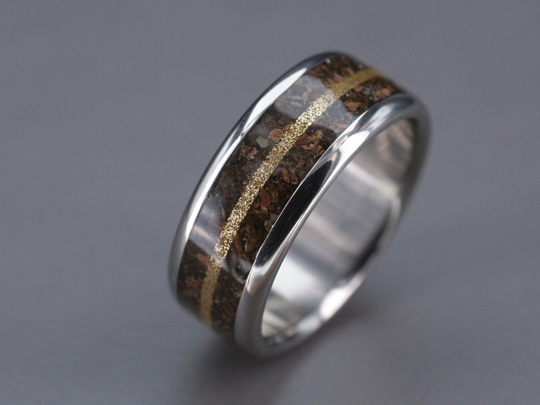 B1 Titanium Ring Dinosaur Bonetriceratops and Brass Inlay - Etsy